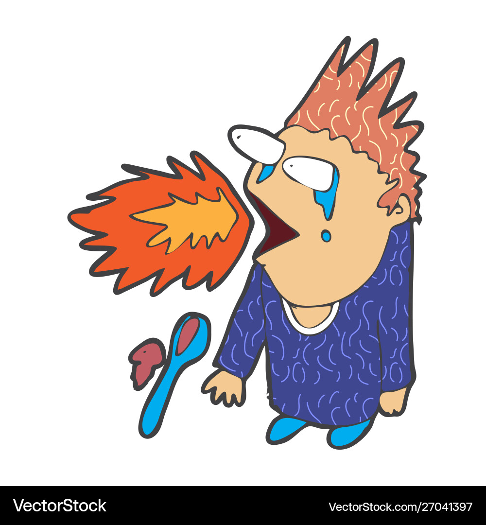 Digitally drawn people eat spicy design hand Vector Image