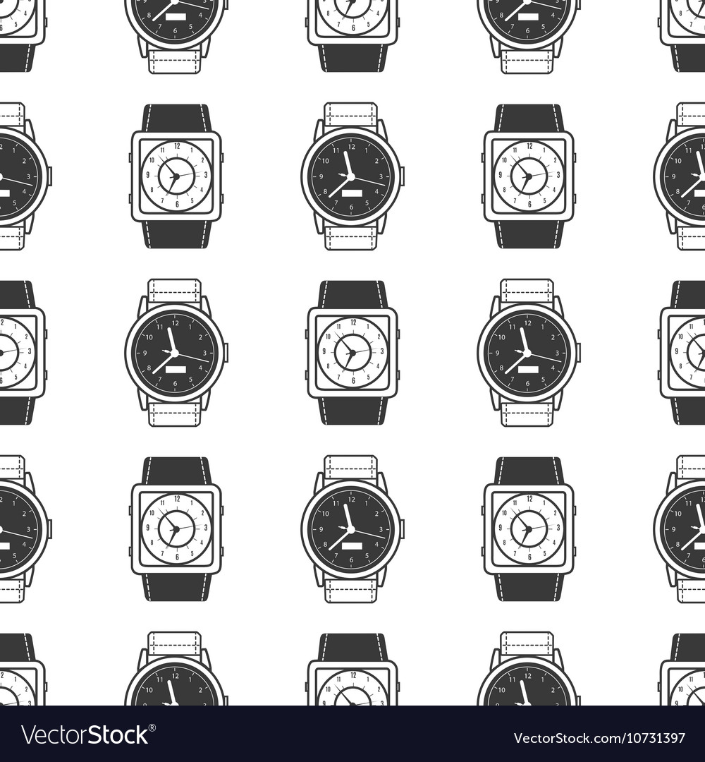 Geometric seamless pattern with watches Royalty Free Vector