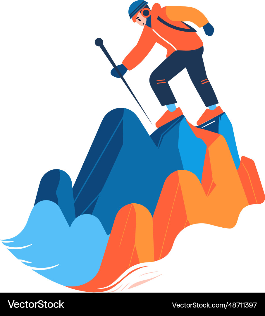 Hand drawn adventurous tourists climb mountains Vector Image