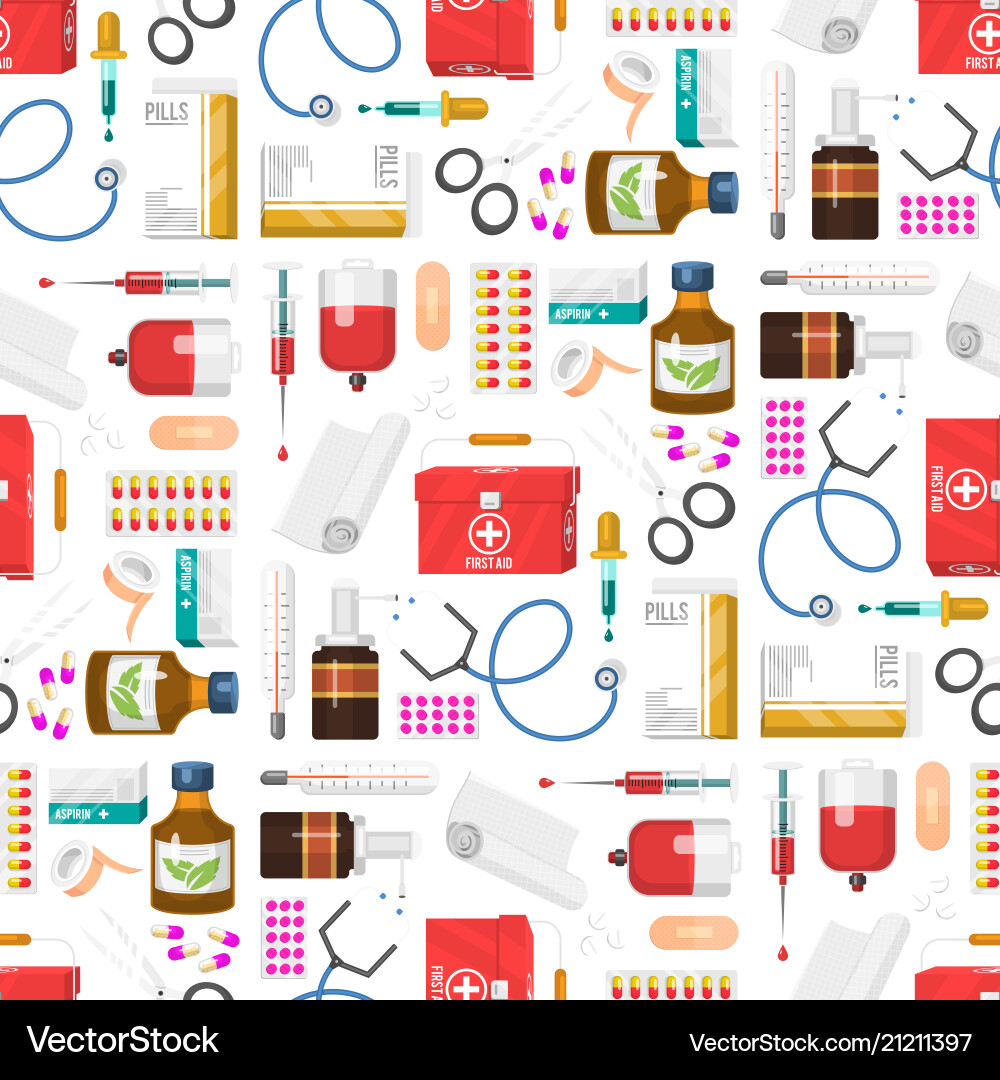 Medical instruments doctor tools medicament Vector Image