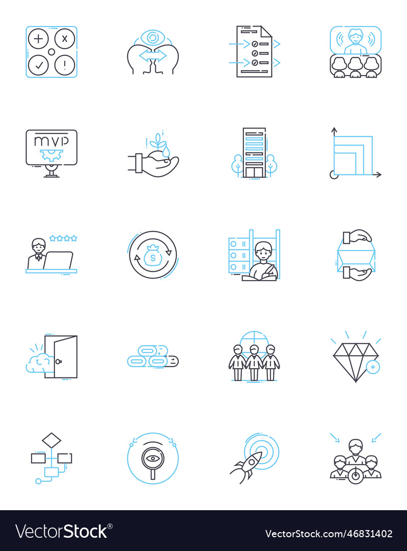 Brand unveiling linear icons set launch reveal Vector Image Brand unveiling linear icons set launch reveal Vector Image