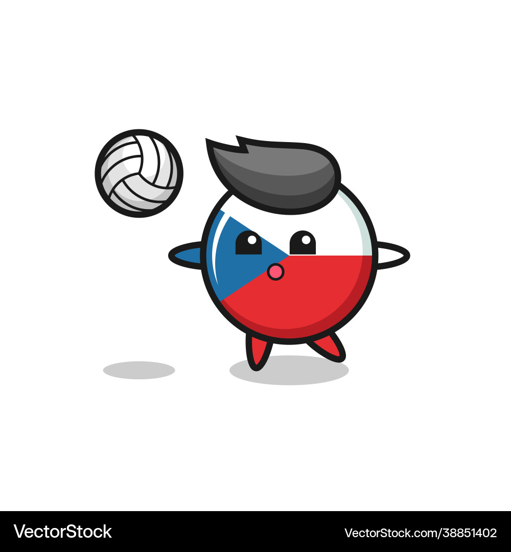 Character cartoon czech flag badge is playing Vector Image