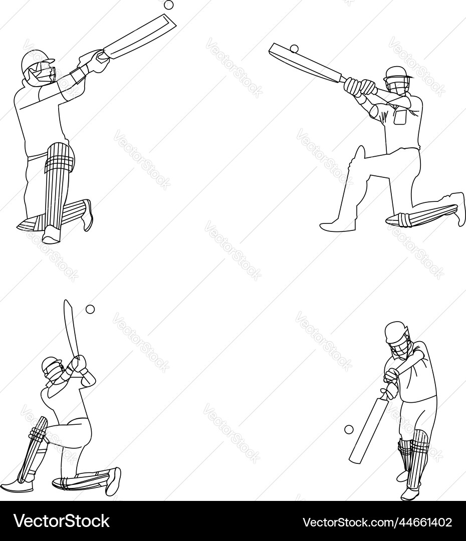 Cricket poses icon sign symbol on white Royalty Free Vector