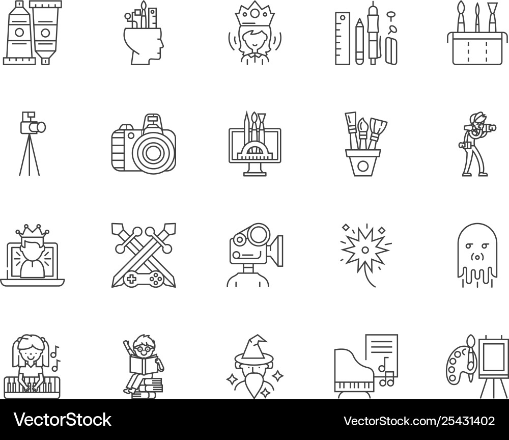 Fantasy line icons signs set outline Royalty Free Vector
