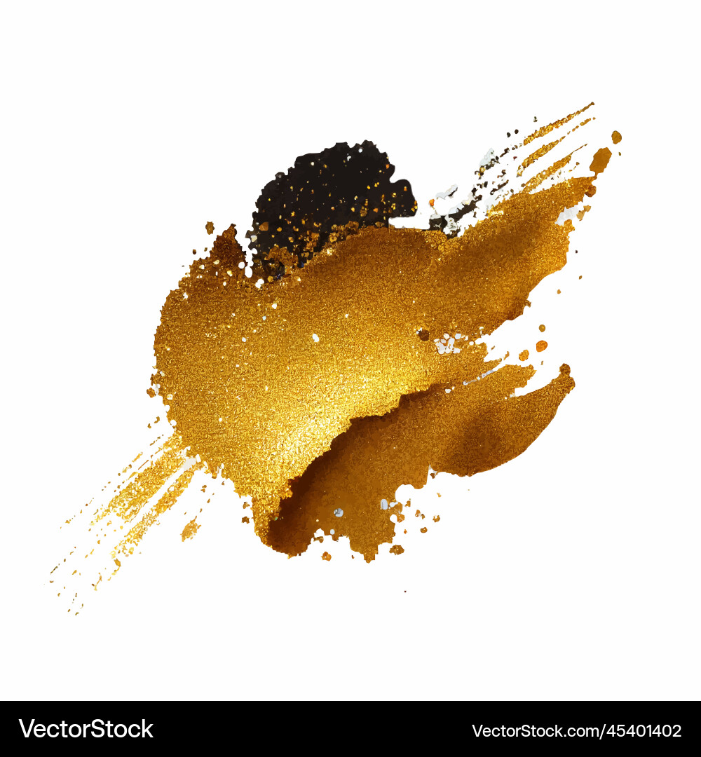 Golden glitter paint splash isolated on white Vector Image