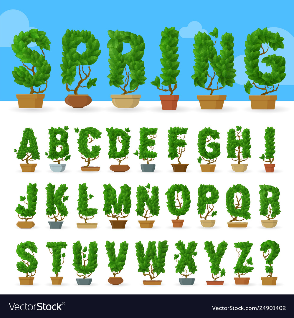 Green leaf abc Royalty Free Vector Image - VectorStock