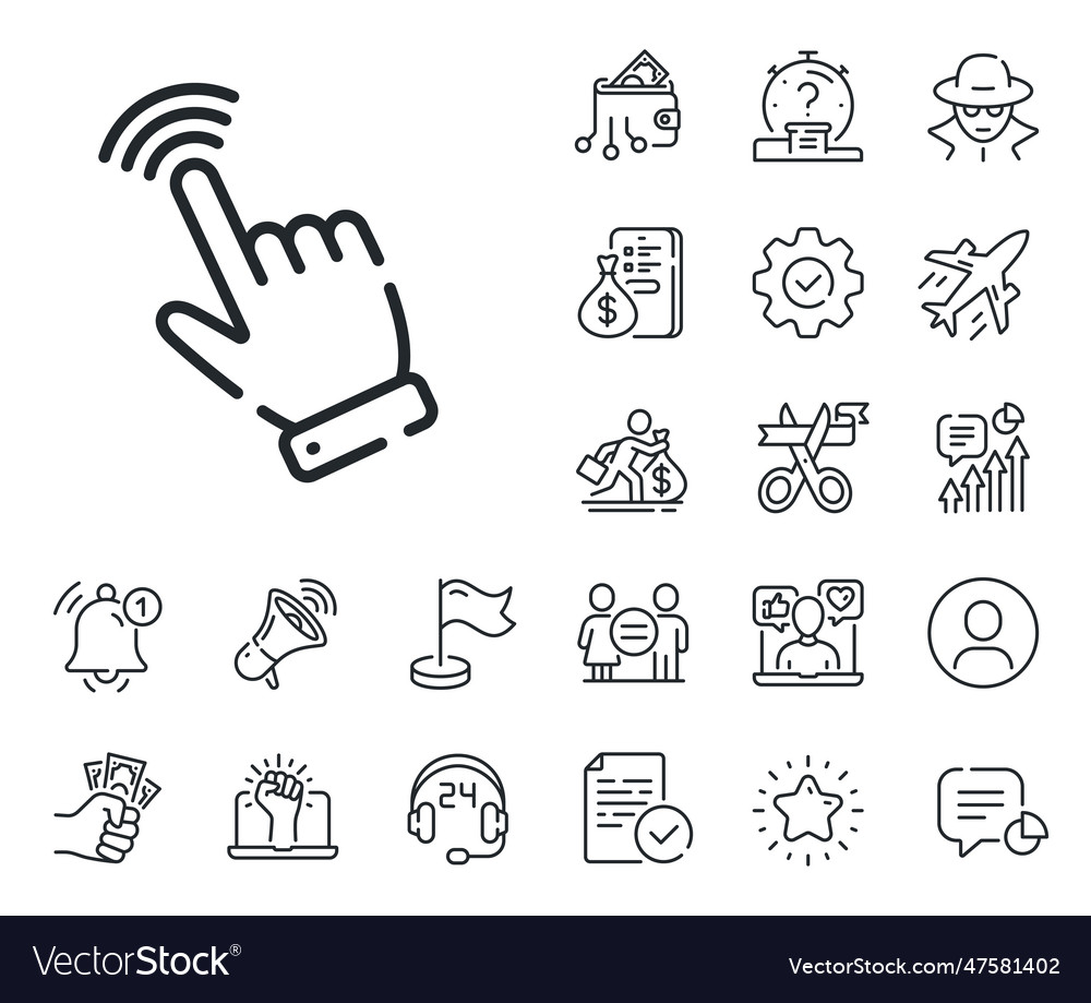 Hand Cursor Line Icon Click Action Sign Royalty Free Vector