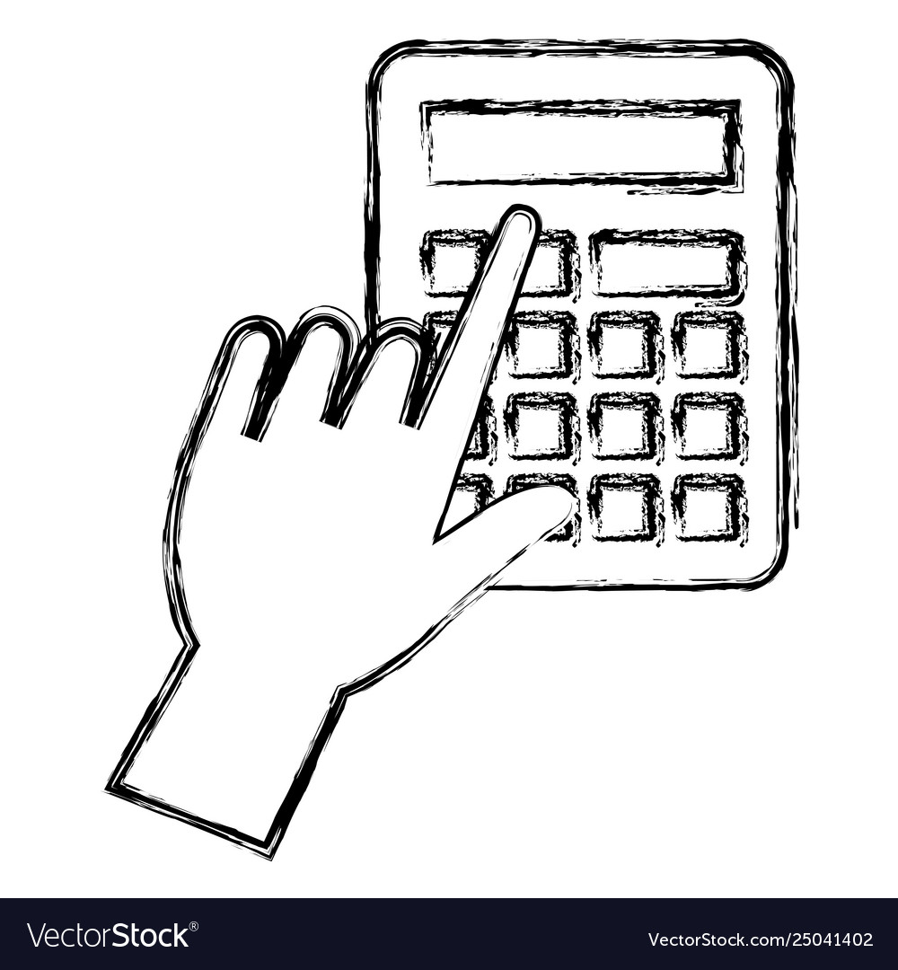 Hand using calculator math device icon Royalty Free Vector