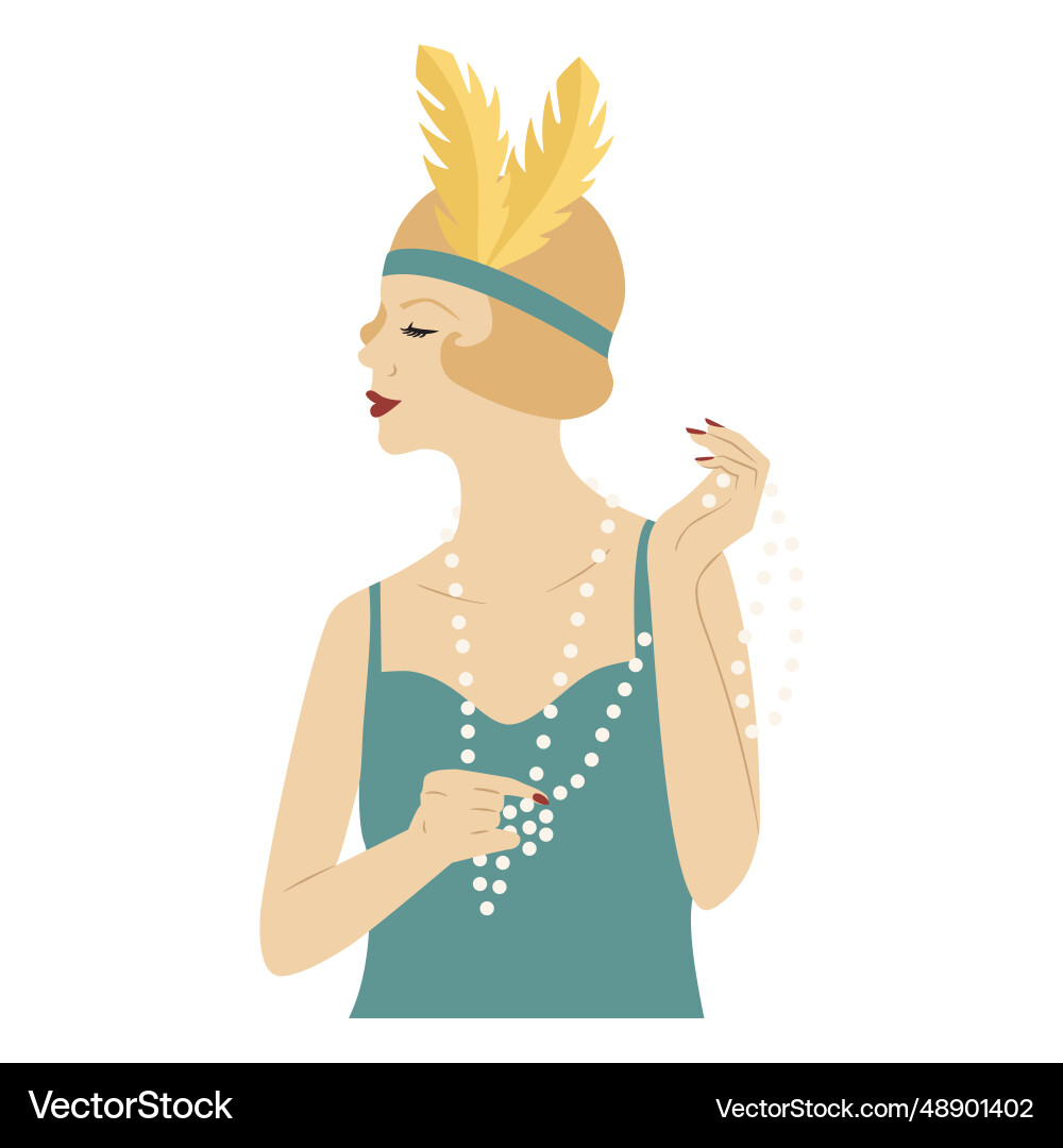 Lady wearing pearl necklace colored Royalty Free Vector