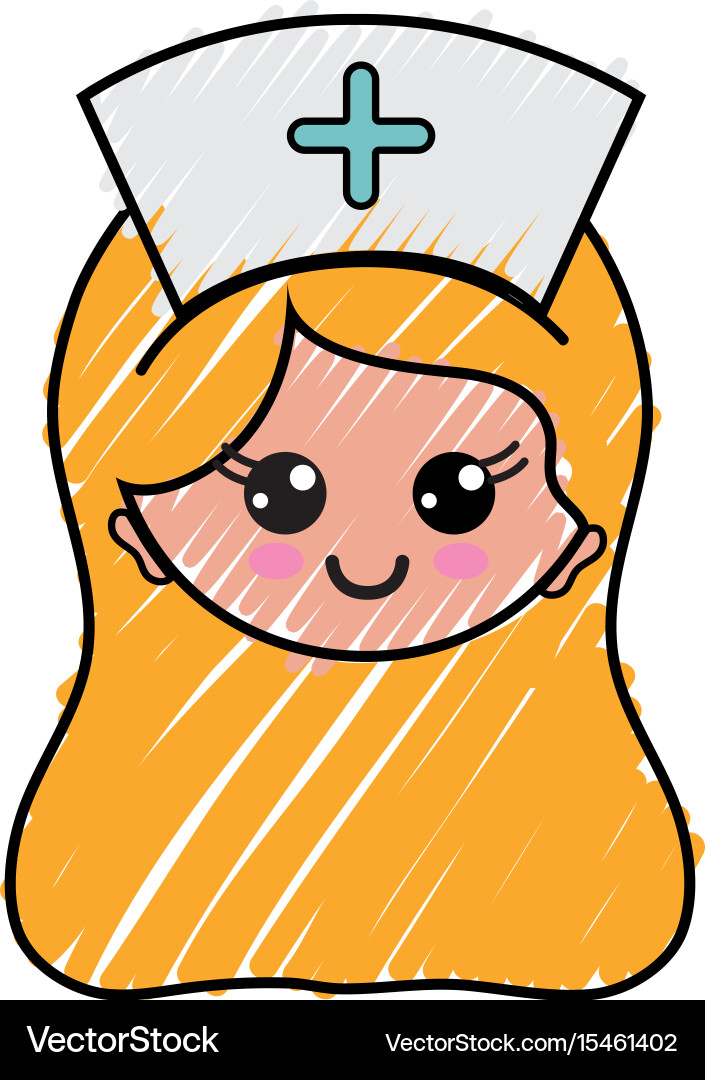 Professional nurse face with hat in the head Vector Image