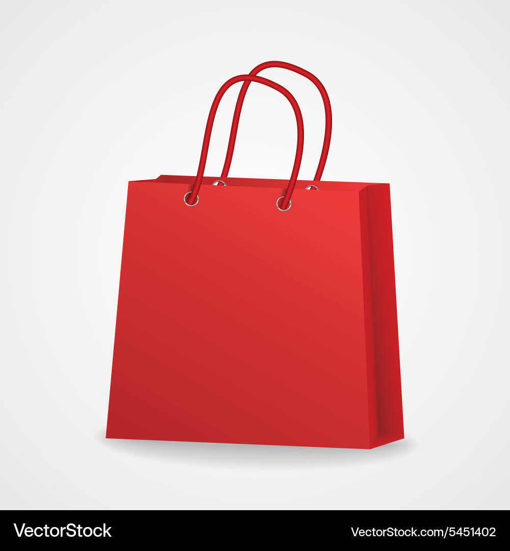 Realistic red shopping bag with rope handles Vector Image