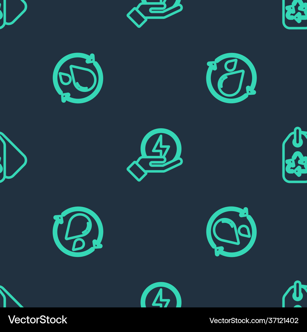 Set line lightning bolt recycle clean aqua Vector Image