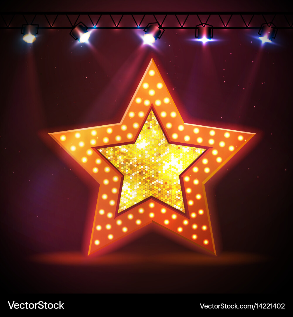 Silhouette disco star retro sign on disco stage Vector Image
