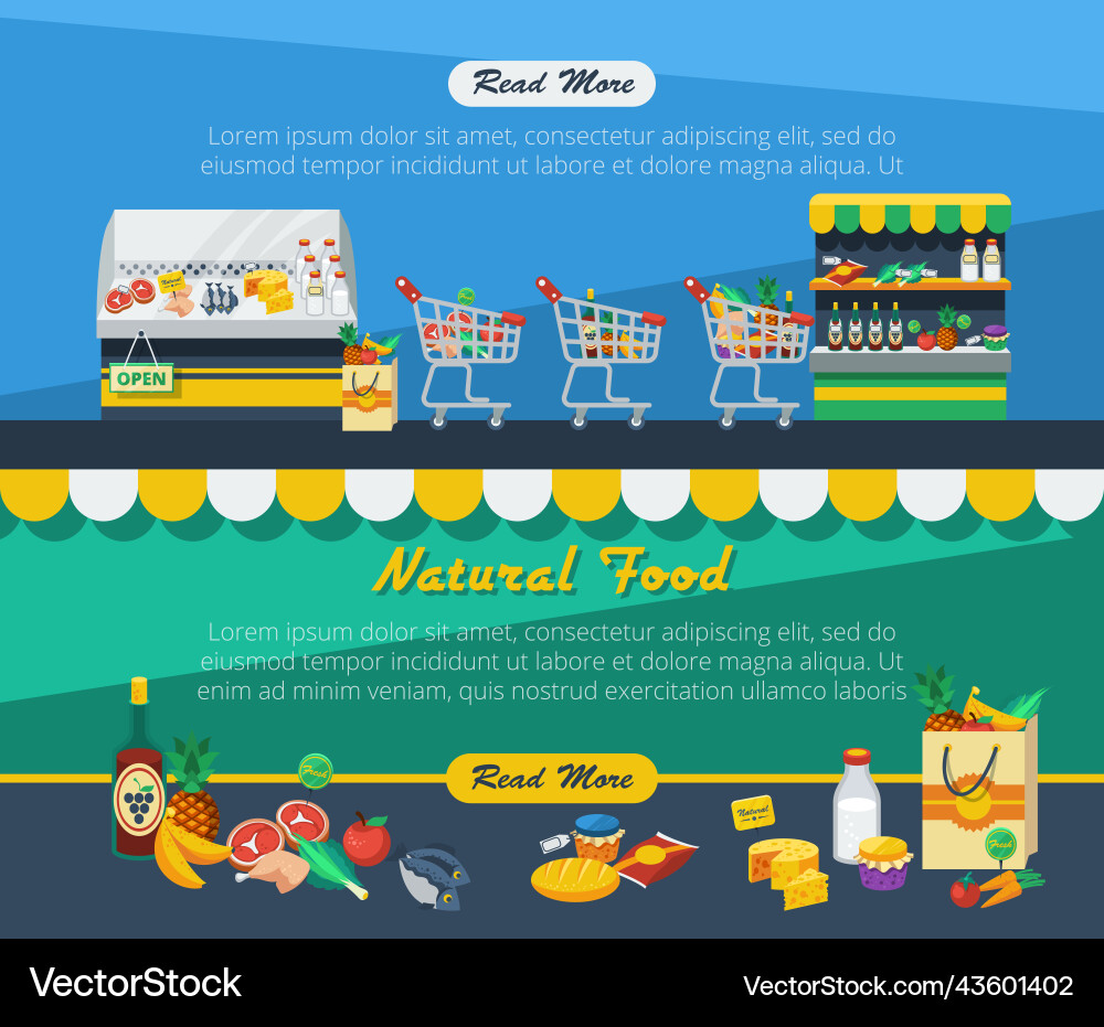 Supermarket advertising banners Royalty Free Vector Image