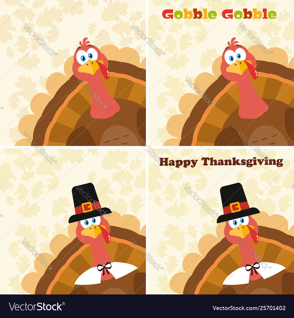 Thanksgiving turkey bird collection - 3 Royalty Free Vector