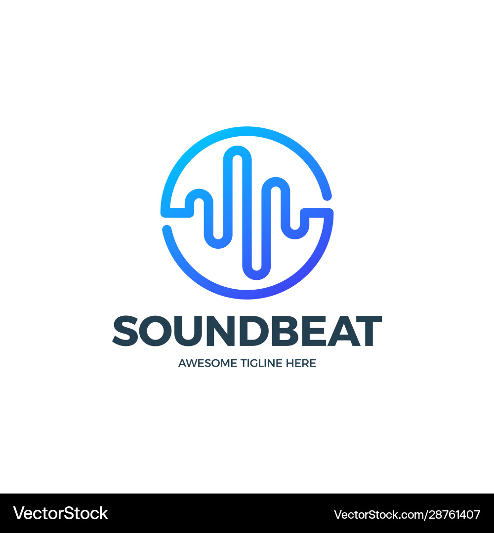 Audio sound wave logo template stock design line Vector Image