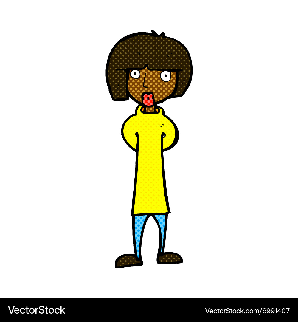 Comic cartoon curious woman Royalty Free Vector Image