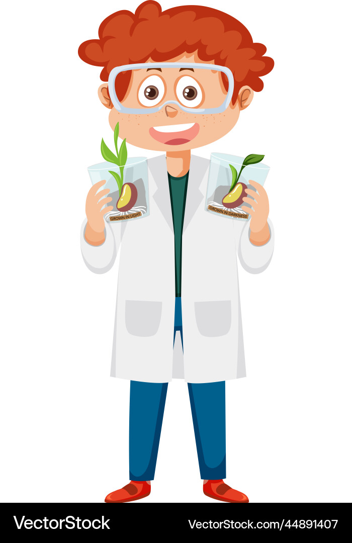 Cute scientist boy cartoon character Royalty Free Vector