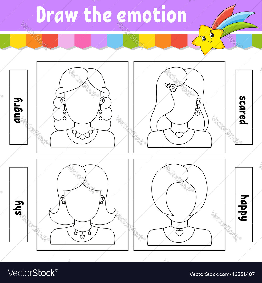 Draw the emotion worksheet complete face Vector Image