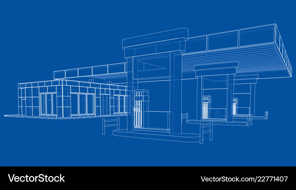 Gas station rendering of 3d Royalty Free Vector Image
