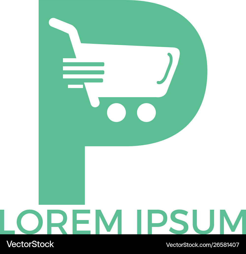 Letter p shopping logo design Royalty Free Vector Image