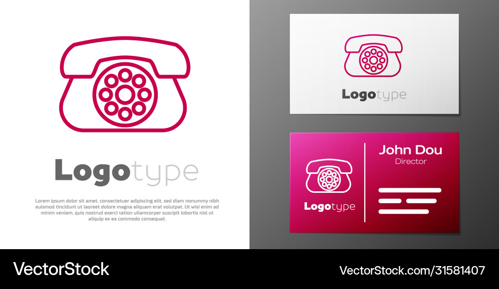 Logotype line telephone icon isolated on white Vector Image