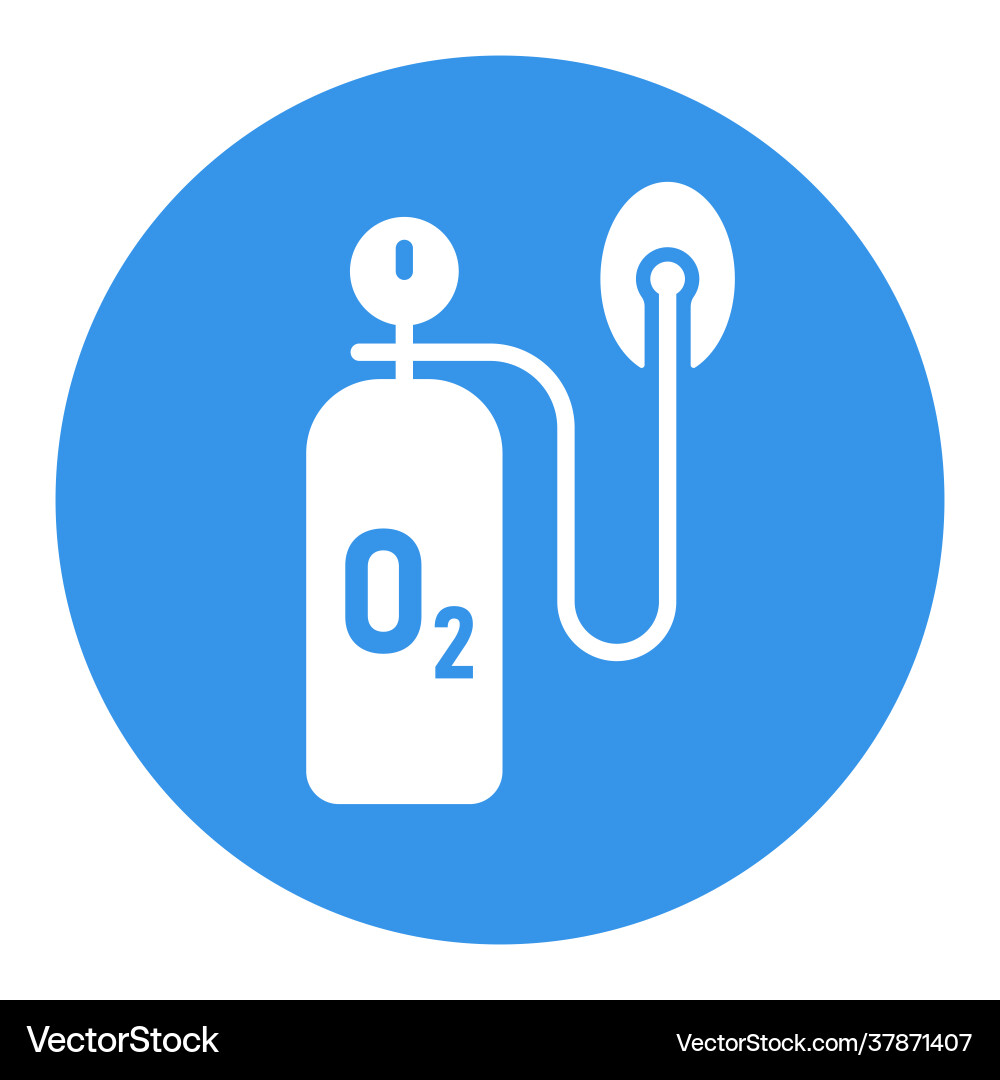 Medical oxygen cylinder white glyph icon Vector Image