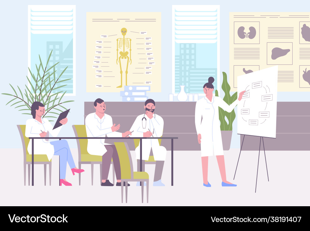 Meeting of doctors composition Royalty Free Vector Image