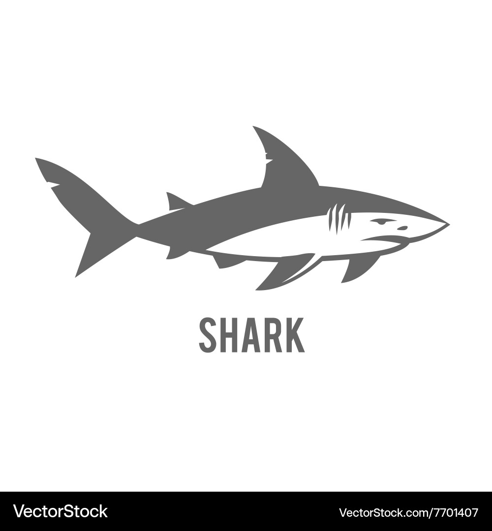 Monochrome of stylized shark isolated Royalty Free Vector