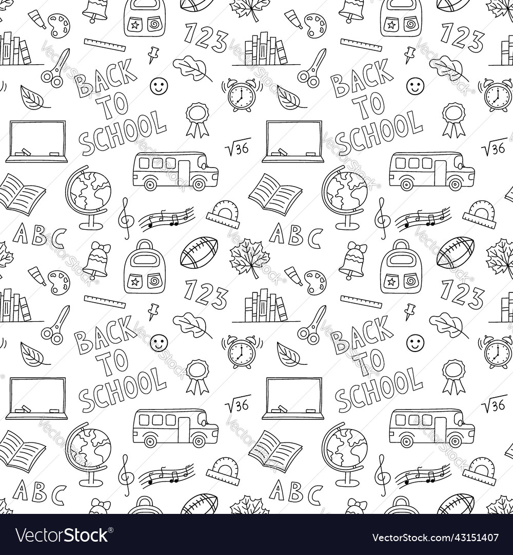 School pattern hand drawn doodle elements Vector Image