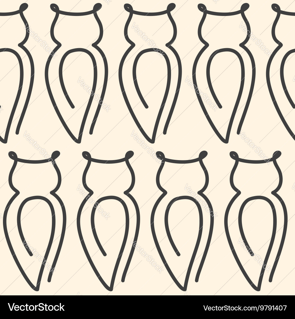 Seamless pattern made of one line owl bird drawing