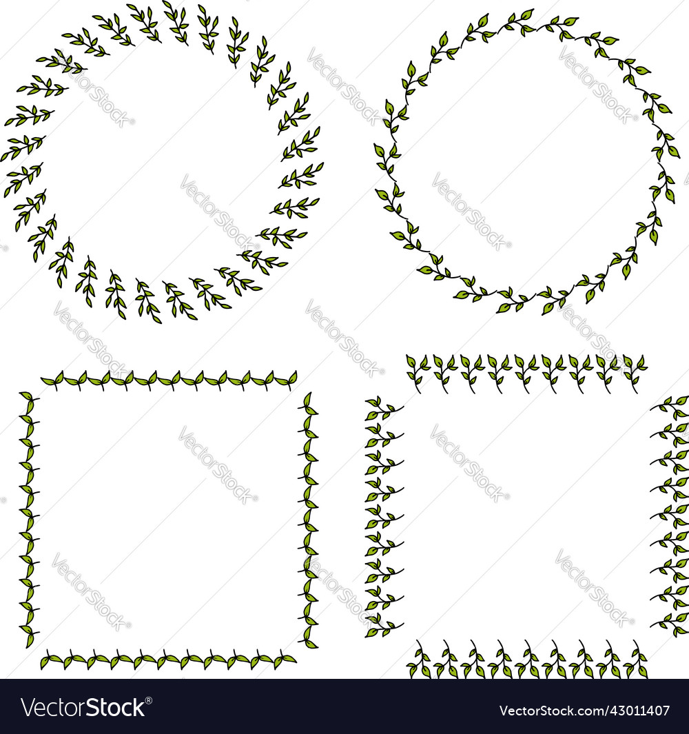 Set of round and square frames with simple cozy Vector Image