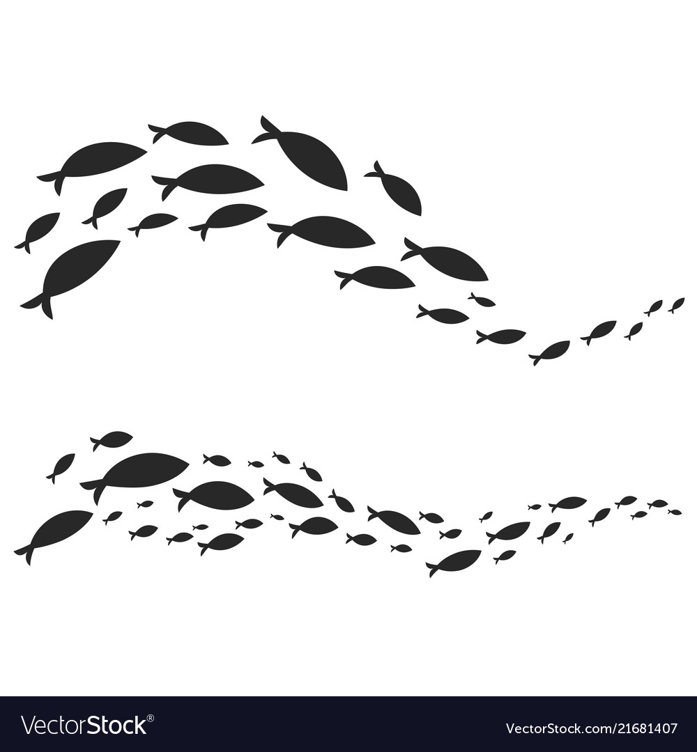 Simple design of fish swimming in figures Vector Image