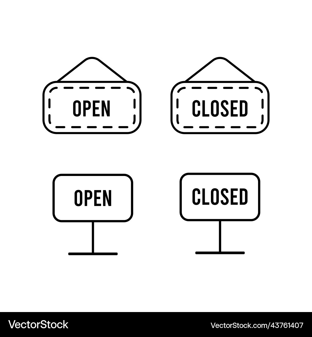 Simple outline black signs open and closed Vector Image