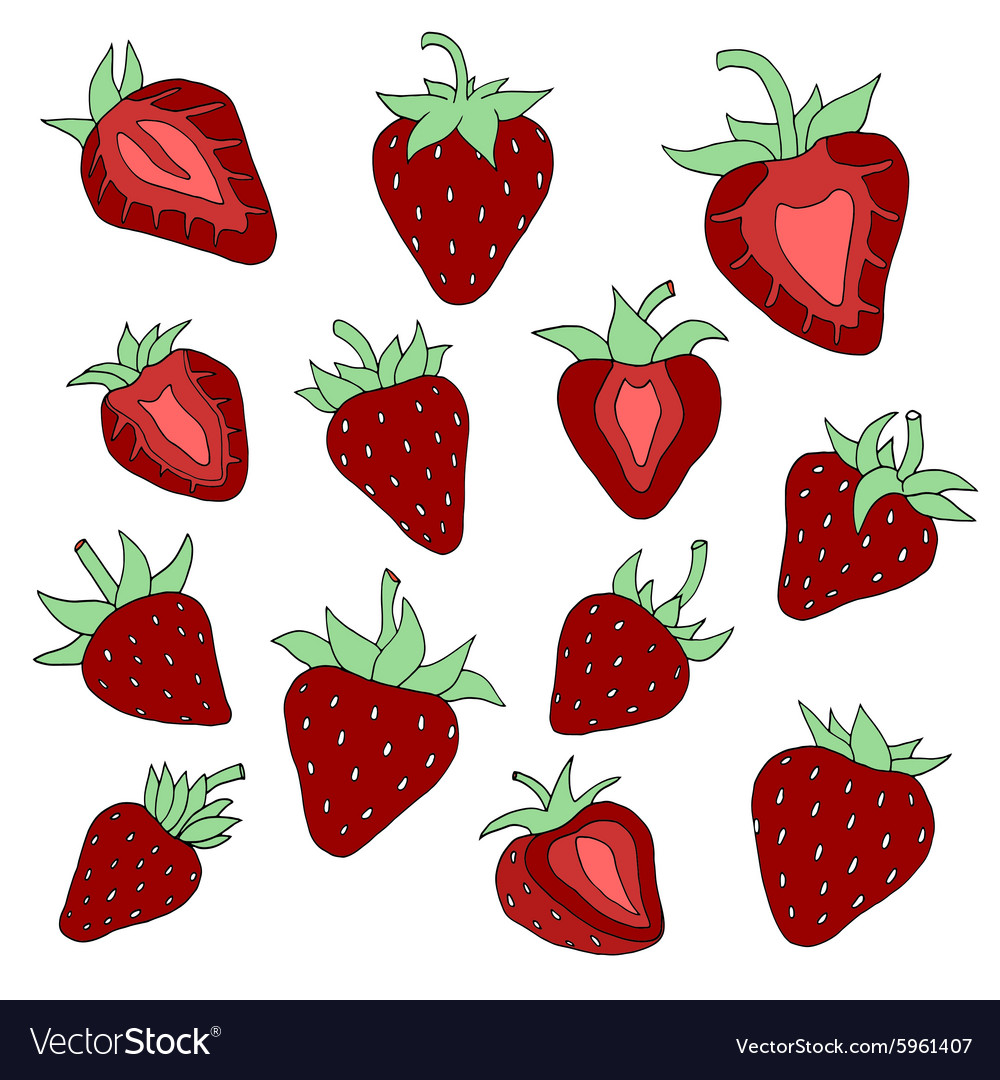 Strawberry set Royalty Free Vector Image - VectorStock