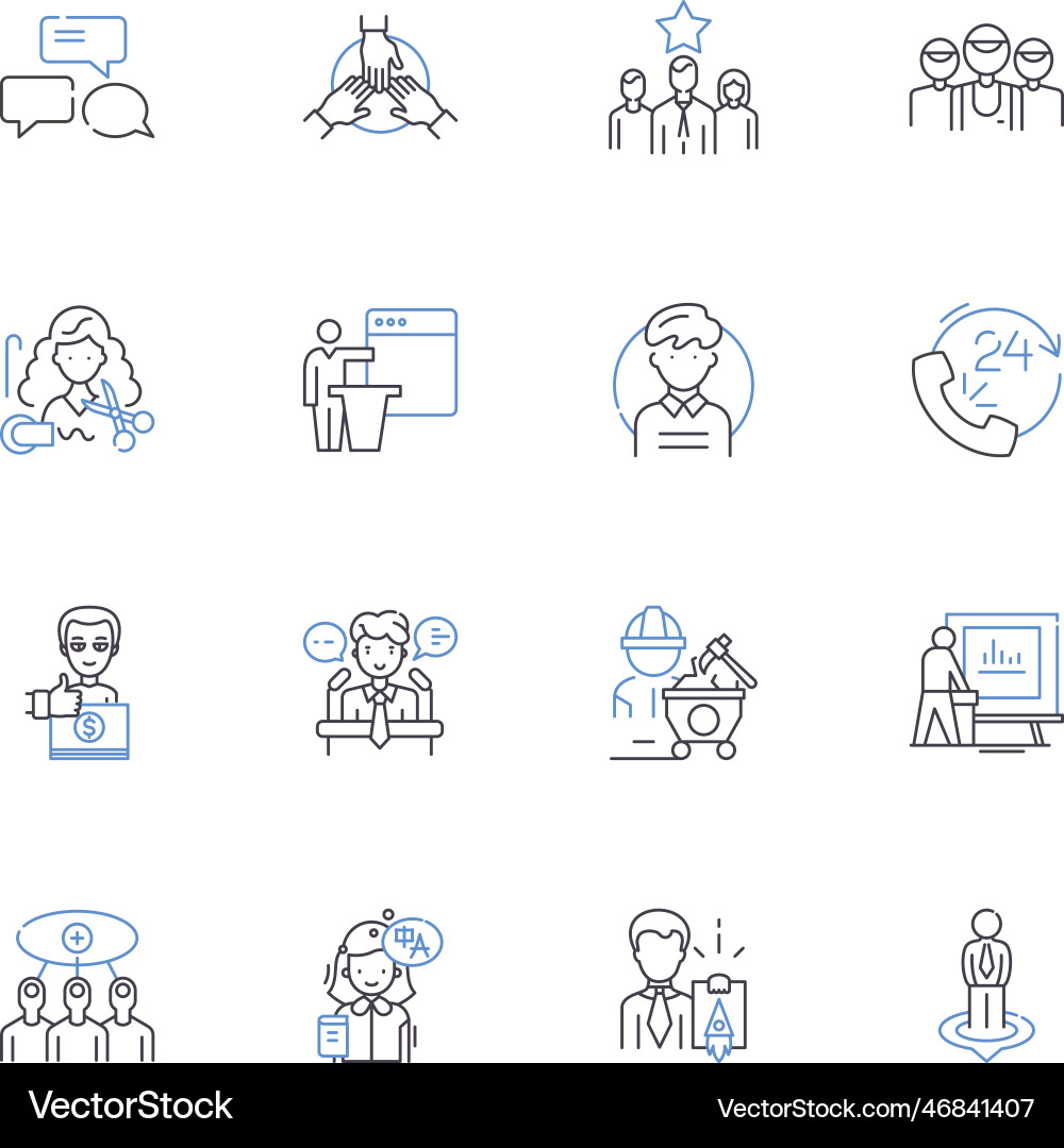 Technicians line icons collection repair Vector Image
