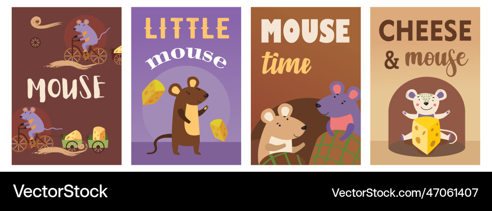 Trendy poster designs with cute mice Royalty Free Vector