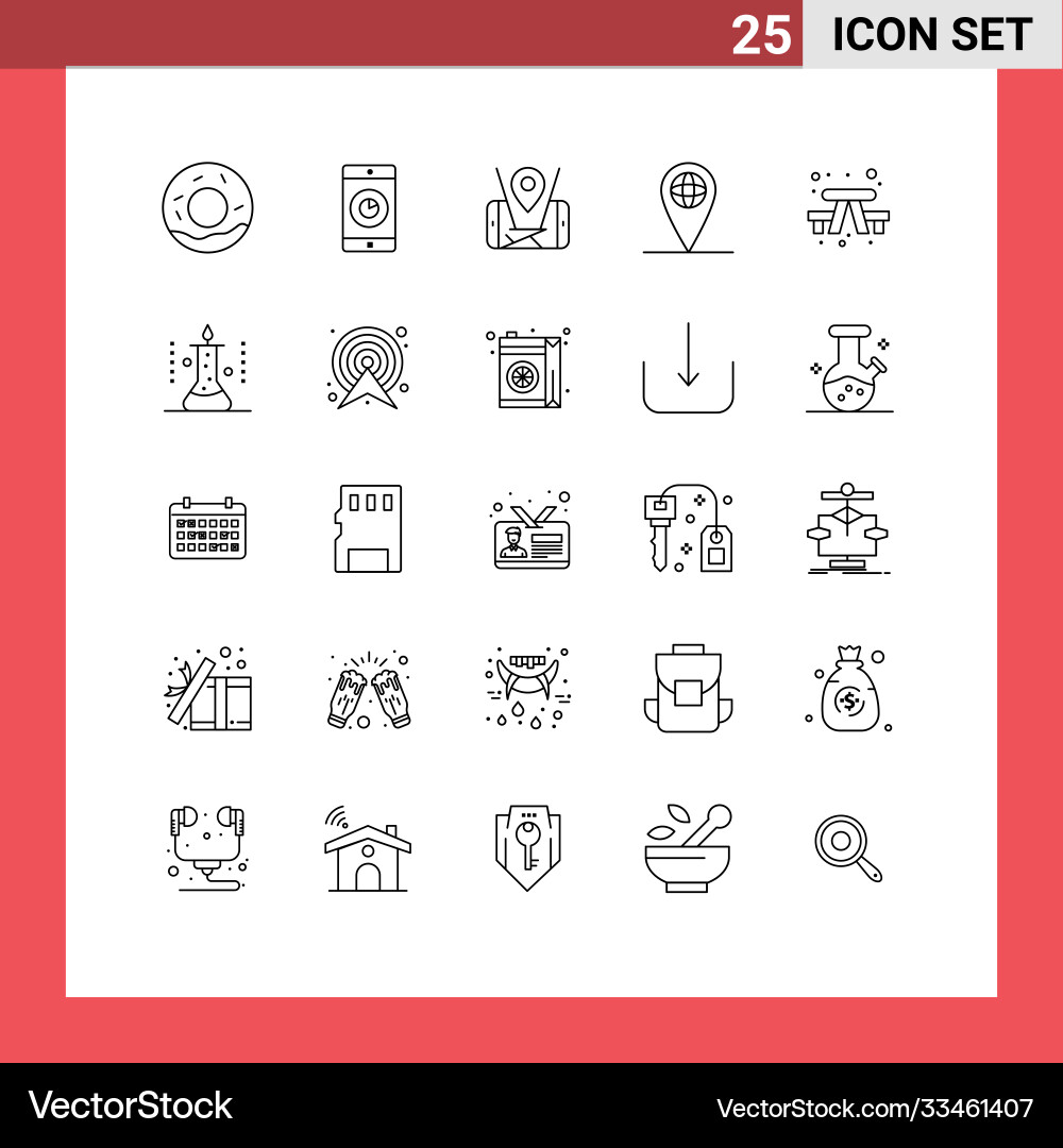 Universal icon symbols group 25 modern lines Vector Image
