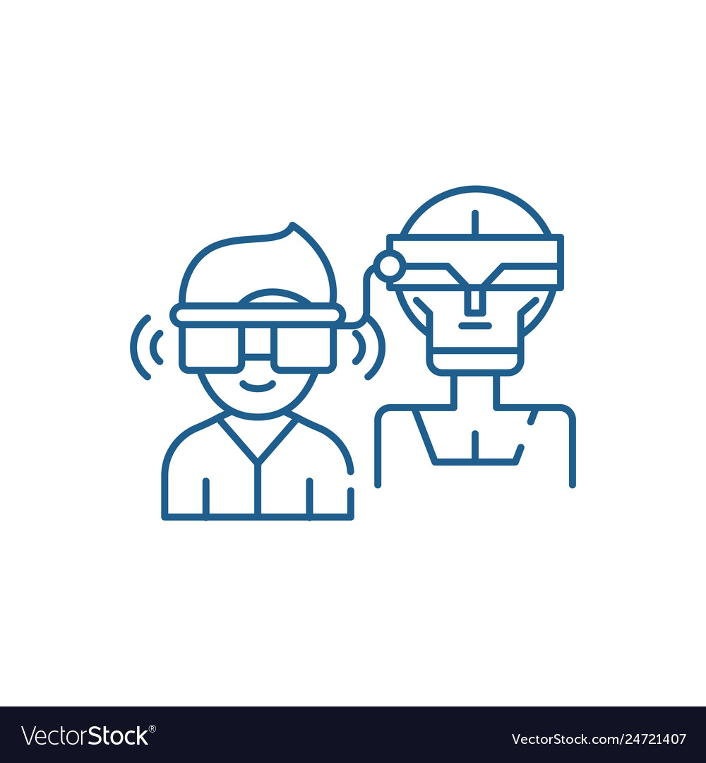 Virtual artificial intelligence line icon concept Vector Image Virtual artificial intelligence line icon concept Vector Image