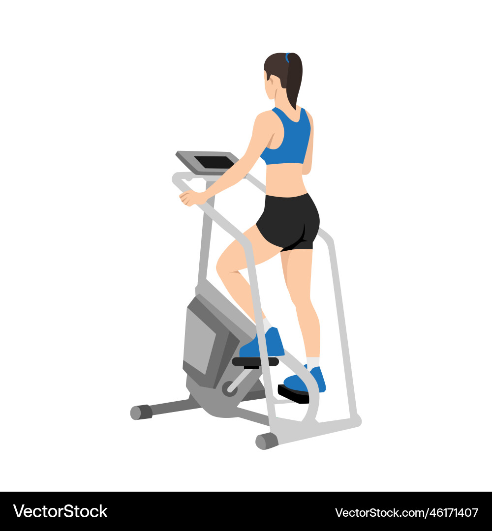 Woman character doing cardio stair master Vector Image