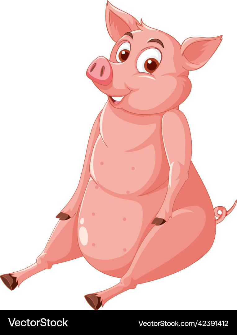 A pig sitting cartoon character Royalty Free Vector Image