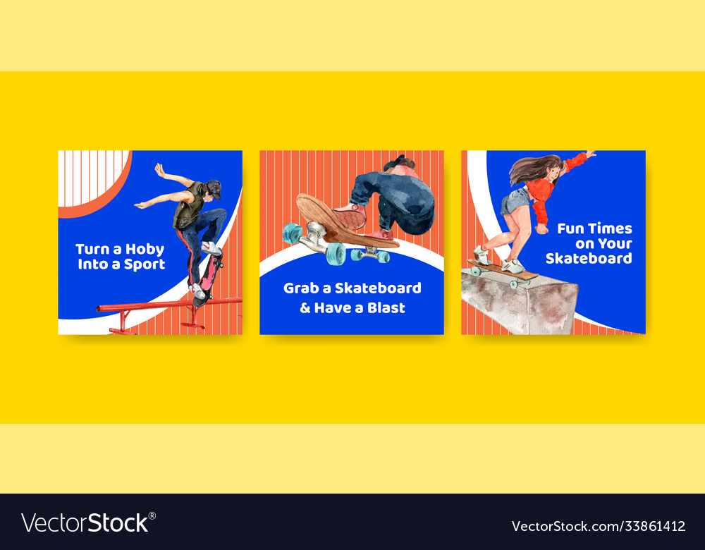 Ads template with skateboard design concept Vector Image