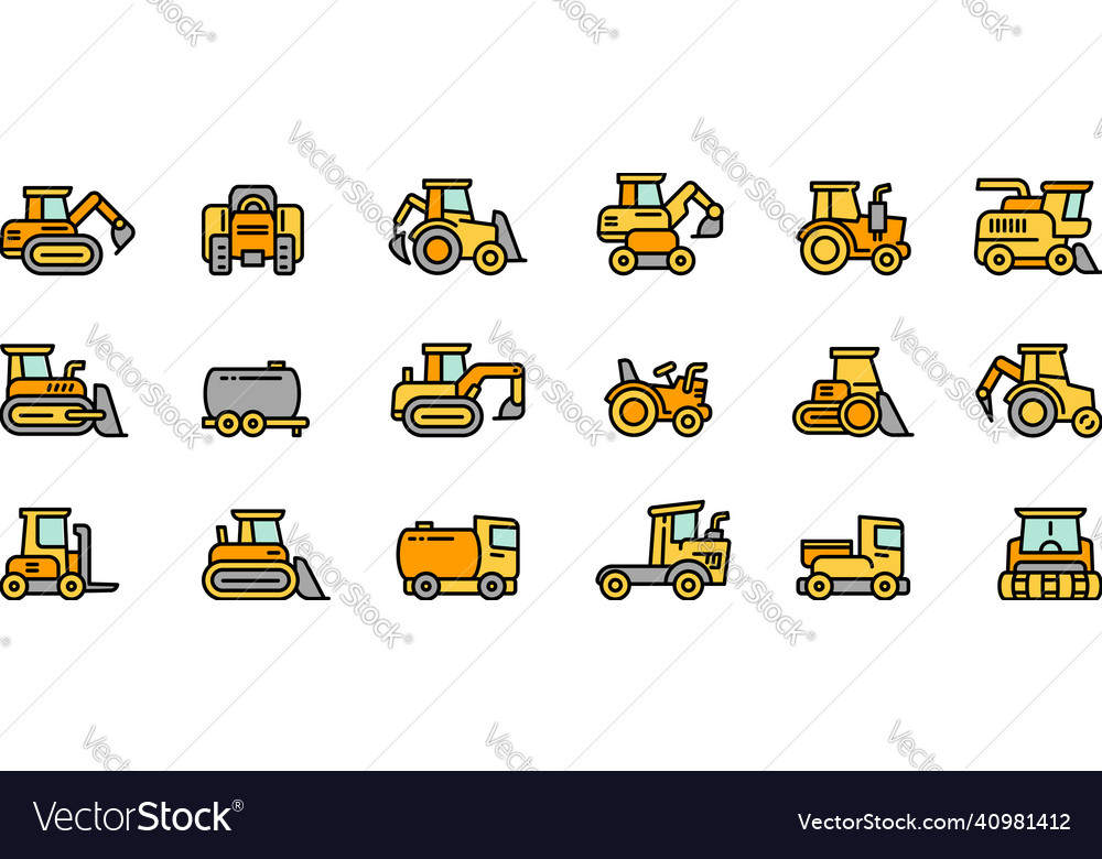 Agricultural machines icons set outline Royalty Free Vector Agricultural machines icons set outline Royalty Free Vector