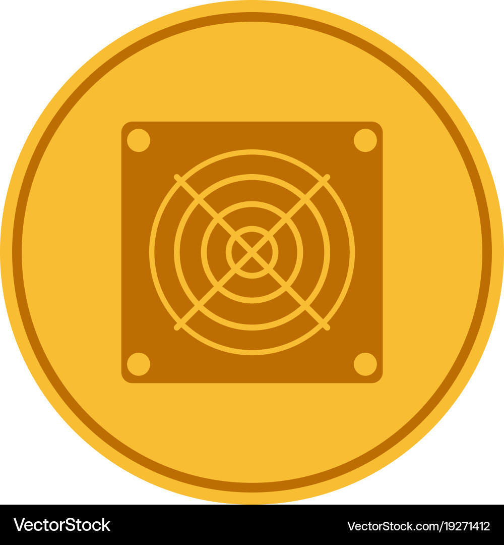 Asic miner gold coin Royalty Free Vector Image