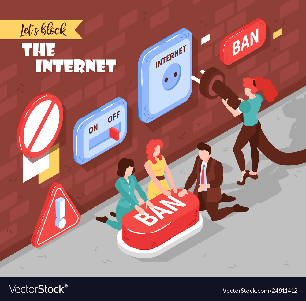 Blocking the internet composition Royalty Free Vector Image
