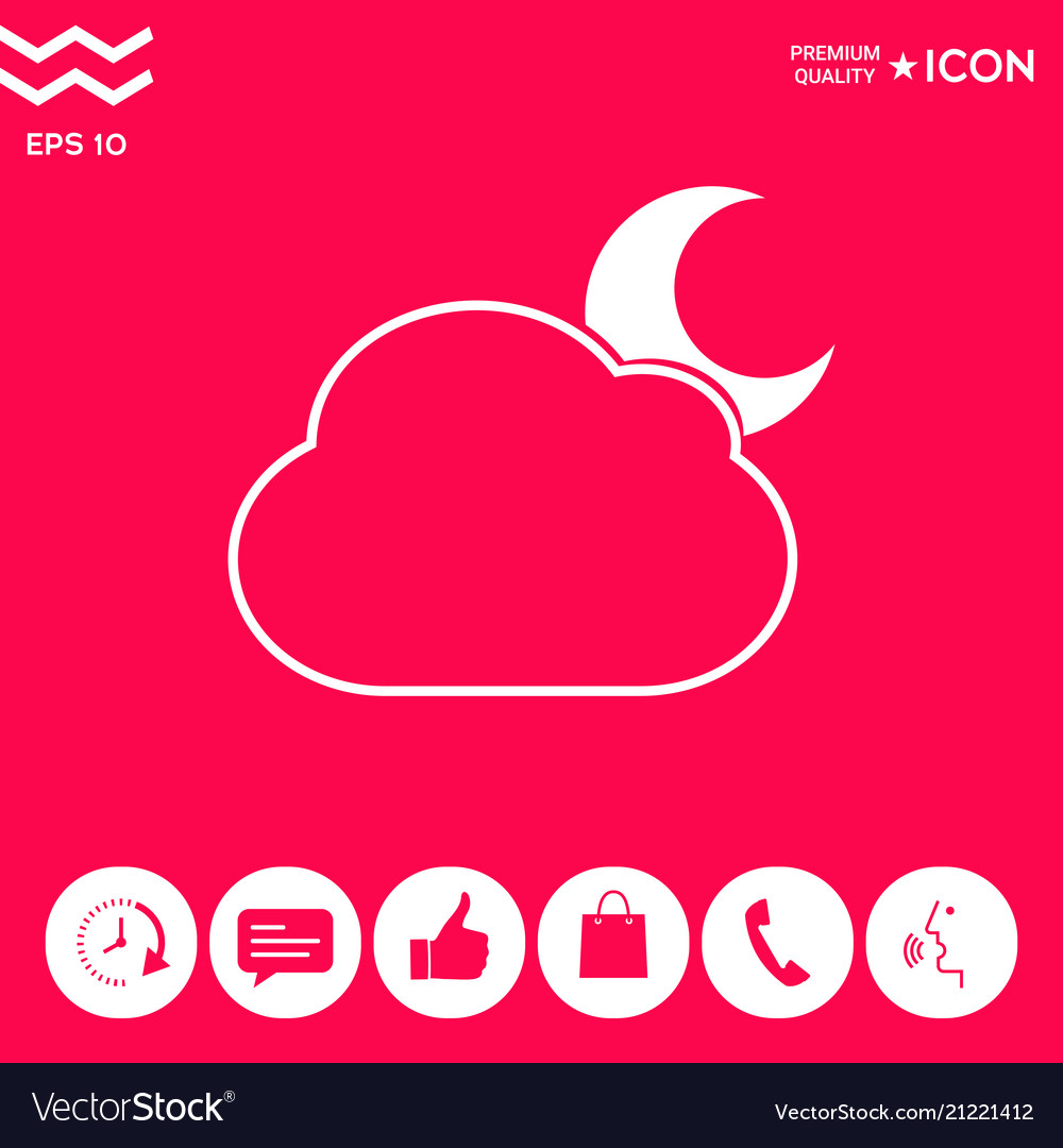 Cloud moon symbol - icon Royalty Free Vector Image