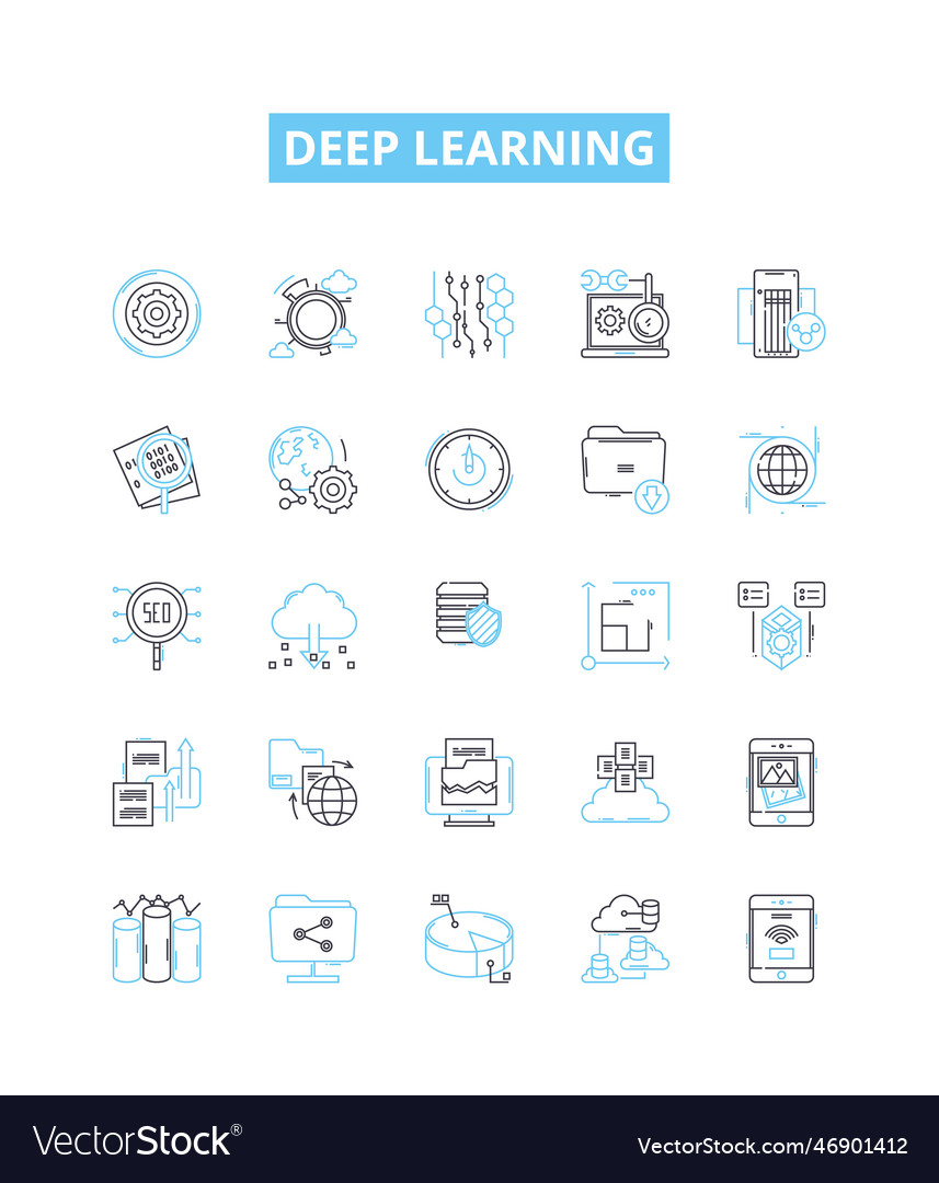 Deep learning line icons set Royalty Free Vector Image Deep learning line icons set Royalty Free Vector Image