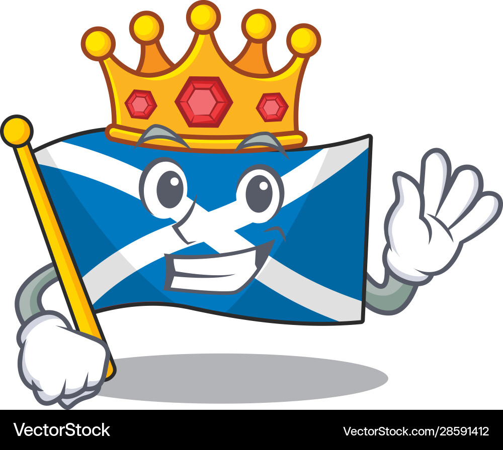 Flag scotland scroll a stylized king on cartoon Vector Image