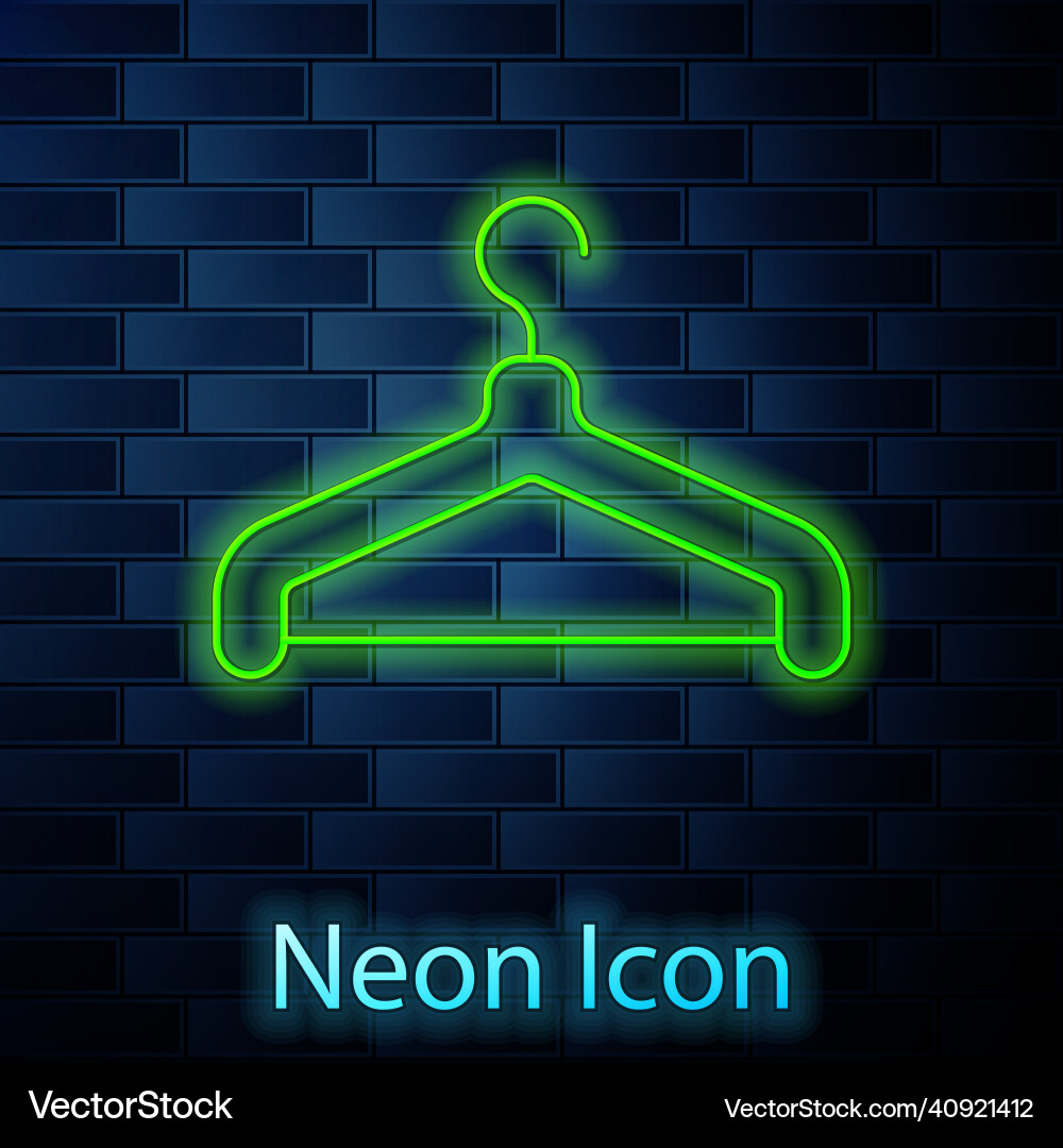 Glowing neon line hanger wardrobe icon isolated Vector Image