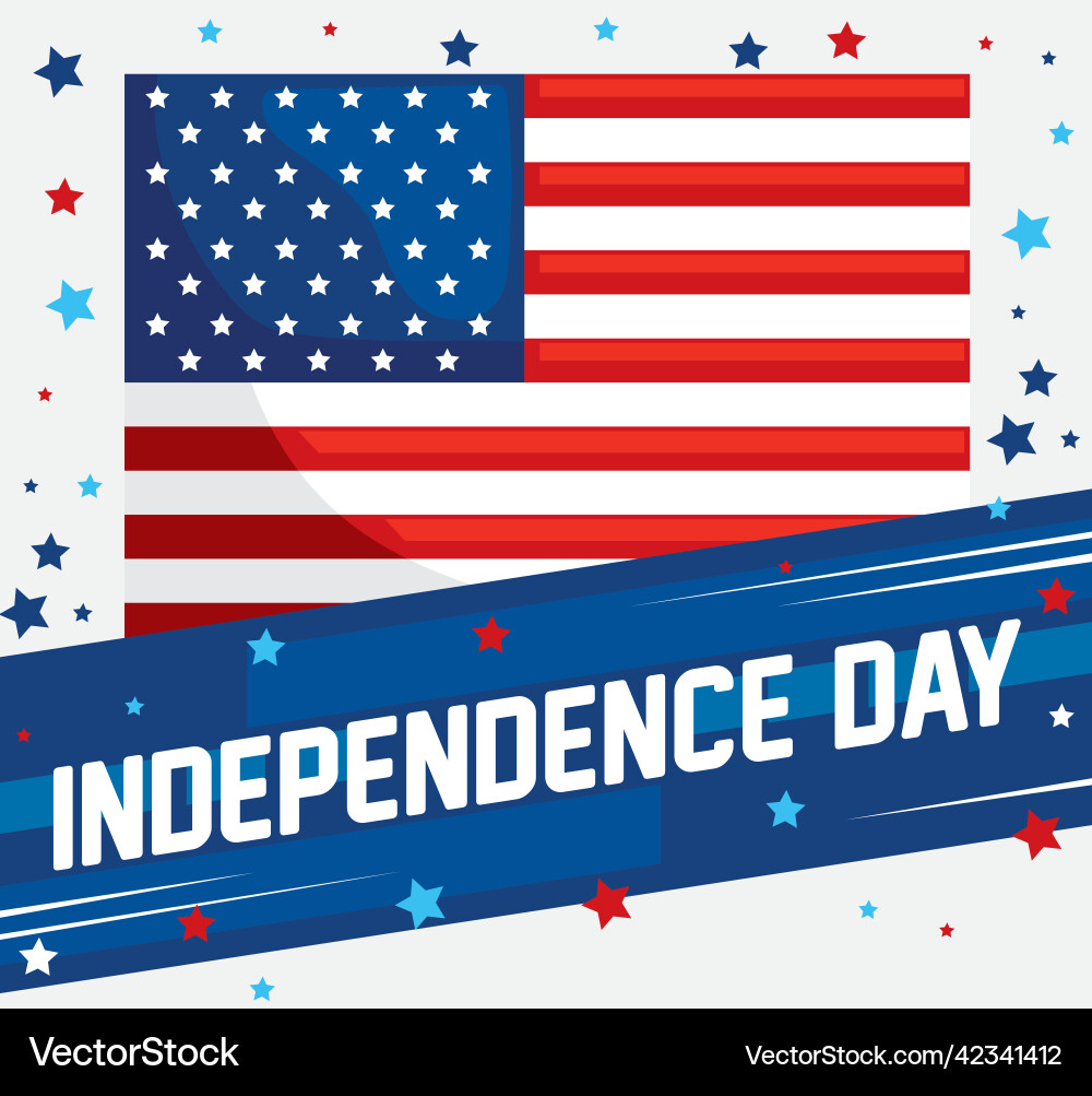 Independence day lettering in flag Royalty Free Vector Image
